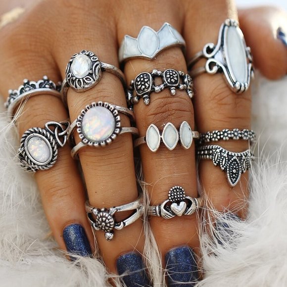 Jewelry | Boho Gypsy Style Ring Set | Poshmark